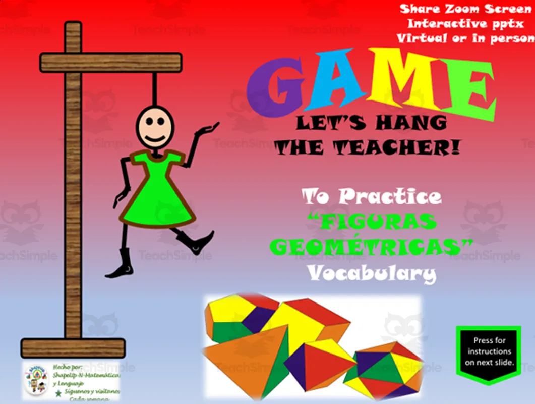 Free Spanish Interactive Hangman Game / Math Figuras Geometricas by ...