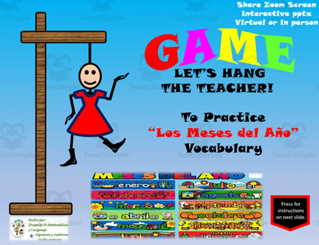 Free Spanish Interactive Hangman Game to Practice Los Meses del Año by ...
