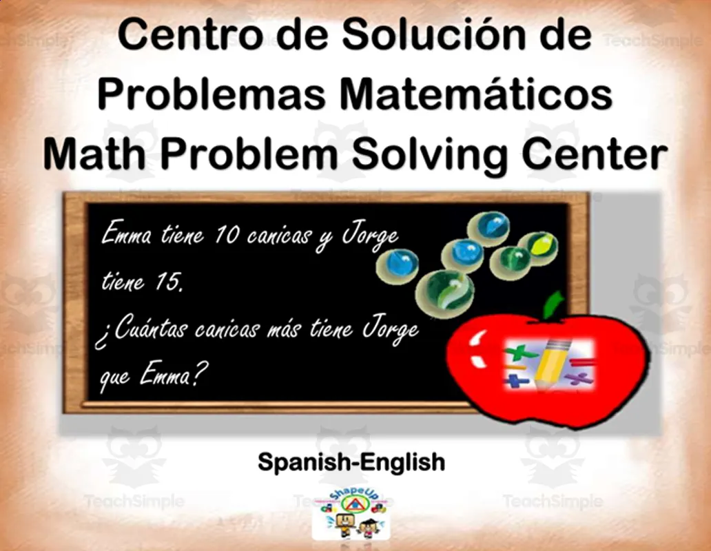 Free Spanish Interactive Math Word Problems Center Activity by Teach Simple