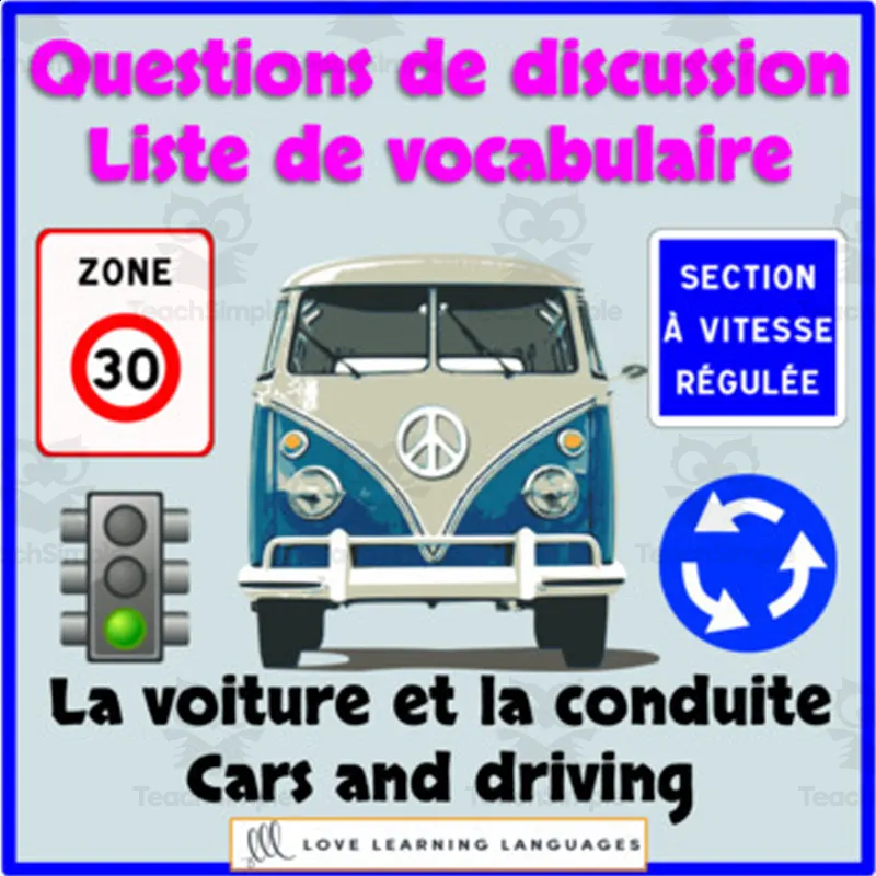 French: Advanced Conversation Questions - Cars and Driving Vocabulary ...