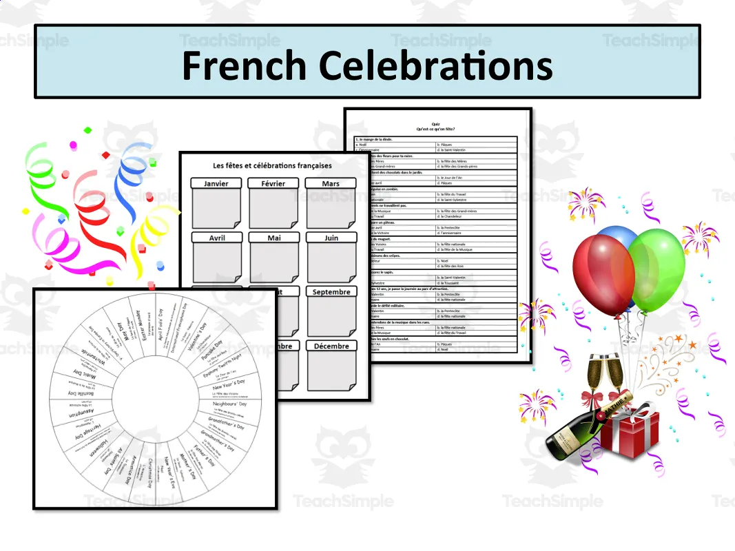 French: Celebrations- Cards and Quiz by Teach Simple