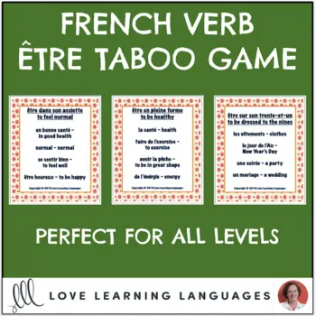 French Être Expressions Taboo Game - Jeu de Tabou en Français by Teach ...