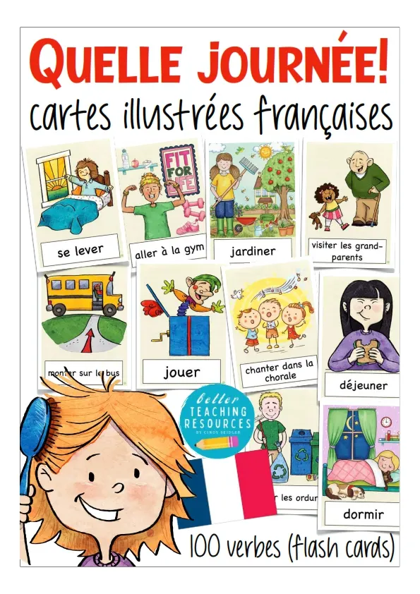 French Flash Cards: 100 Verbes / Verbs by Teach Simple