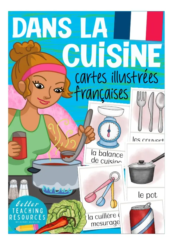 French Flash Cards; Dans La Cuisine / In the Kitchen by Teach Simple