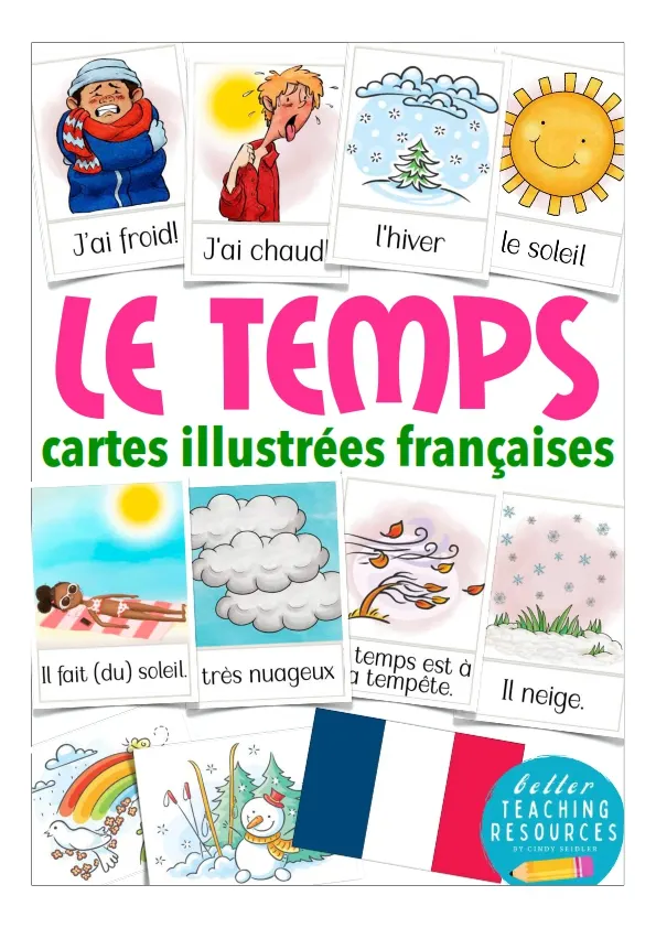 French Flash Cards: Le Temps / Weather by Teach Simple