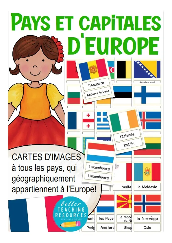 French Flash Cards: Pays Et Capitales D'Europe / Countries And Capitals ...