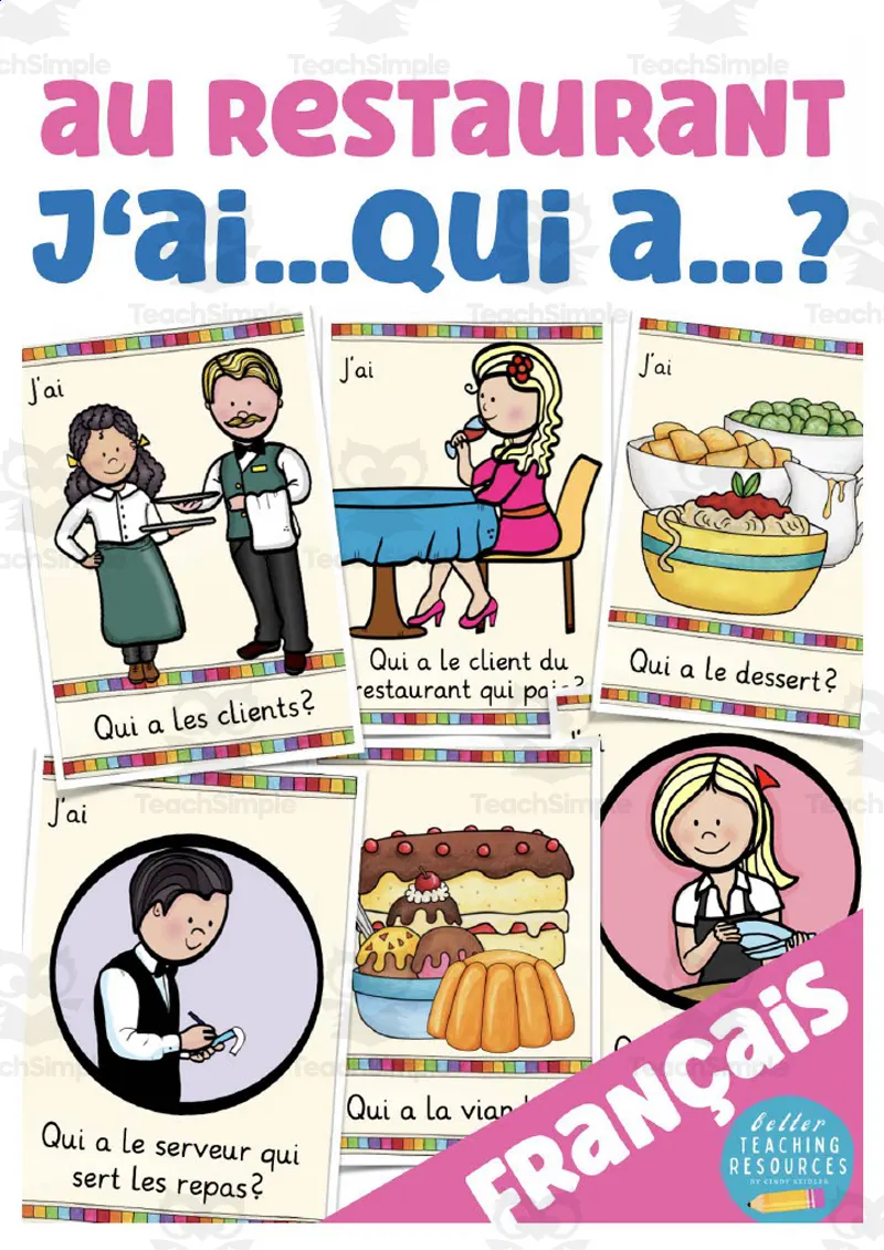 French: I have... Who has? Game - At the Restaurant Vocabulary by Teach ...
