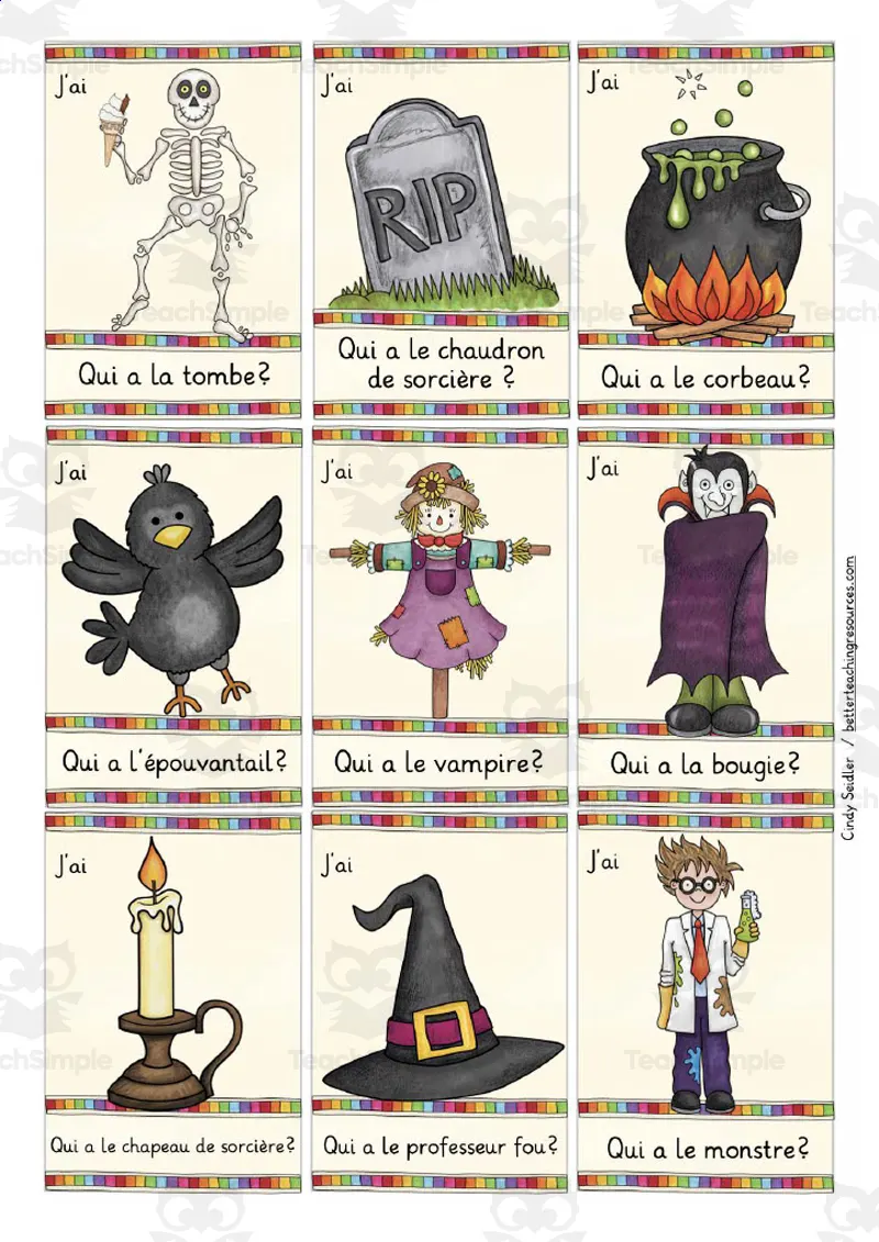 French: I have... Who has? Game - Halloween Vocabulary by Teach Simple