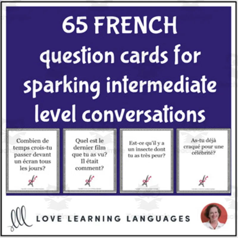 French: Intermediate Question Cards for Speaking Prompts by Teach Simple