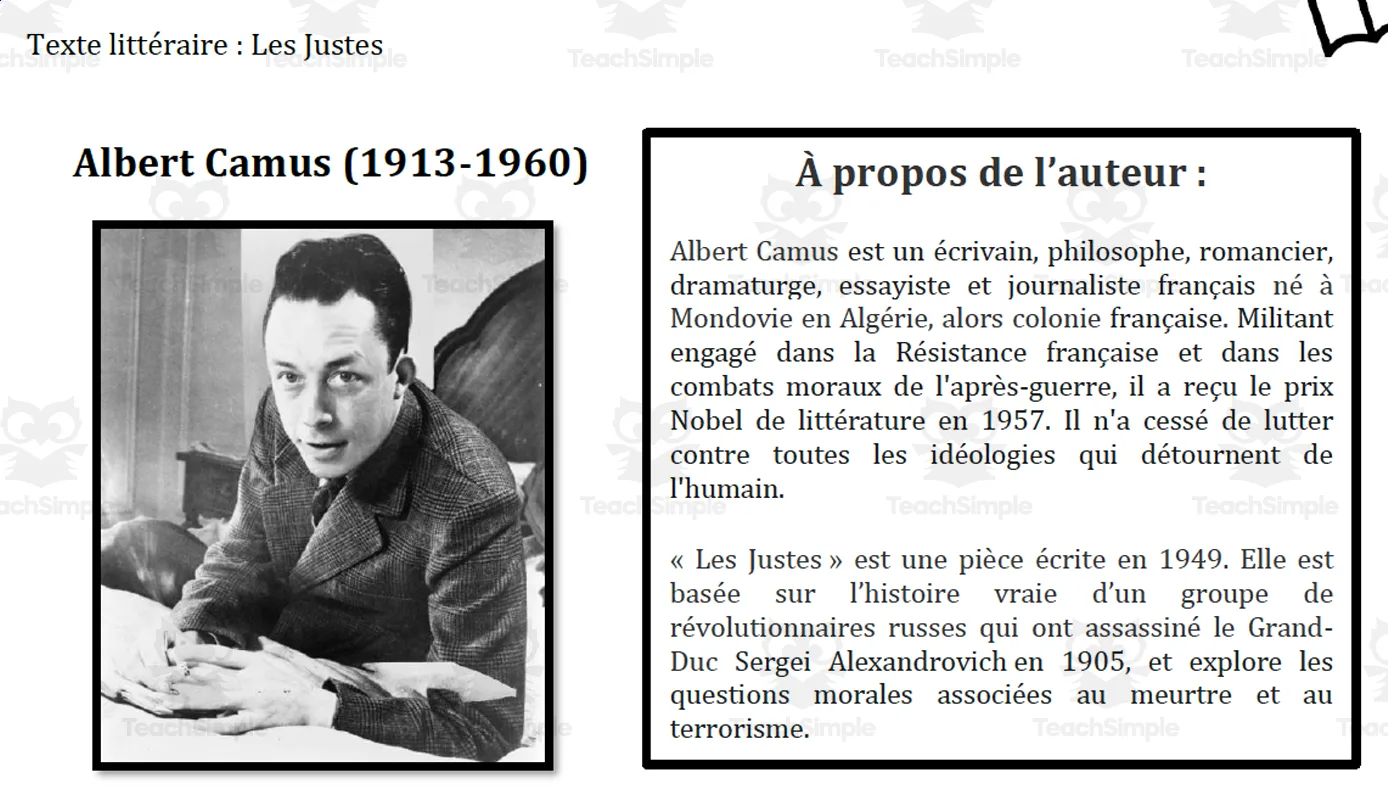 French: Literary Text- Albert Camus by Teach Simple