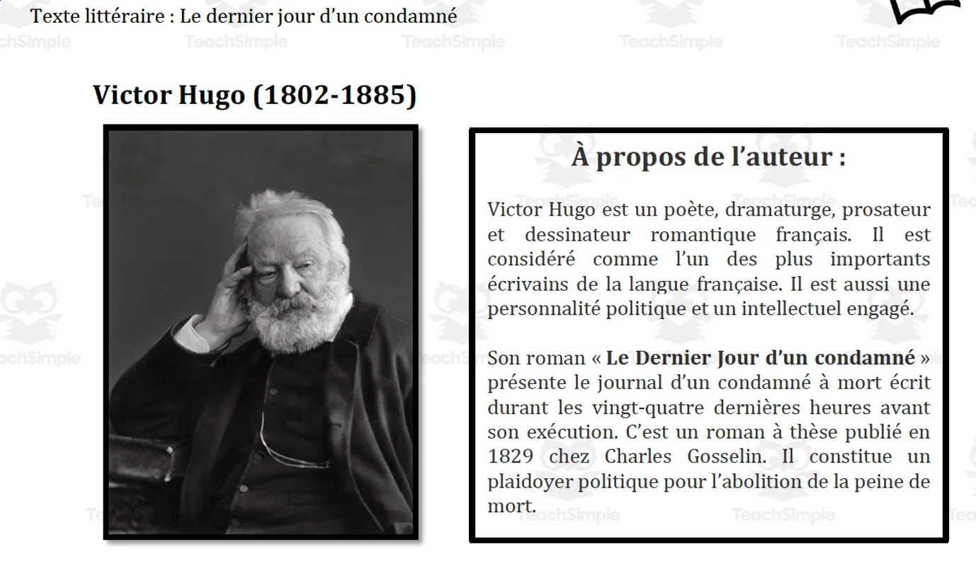 French-Literary Text- Victor Hugo by Teach Simple