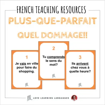 French: Quel Dommage Game - Plus Que Parfait Task Cards by Teach Simple
