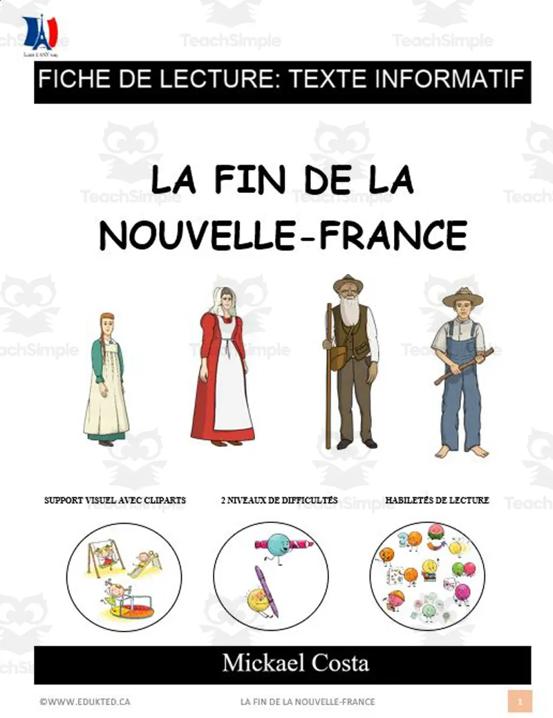French: Reading comprehension worksheets: La fin de la Nouvelle-France ...