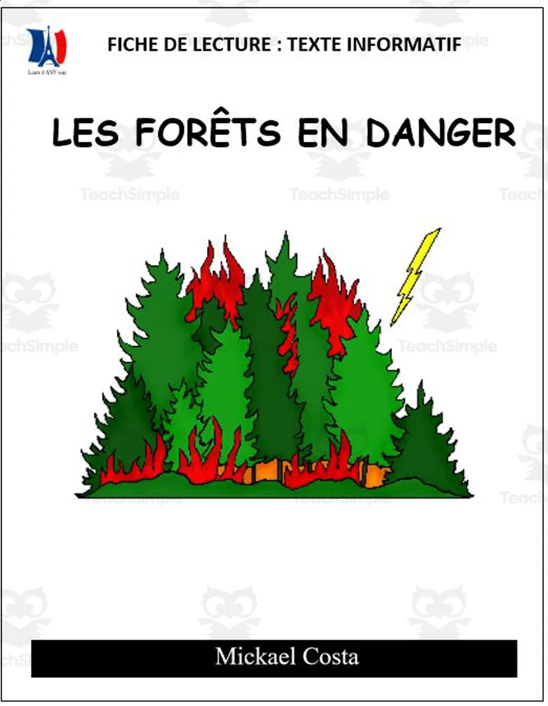 French: Reading comprehension worksheets: Les forêts en danger by Teach ...