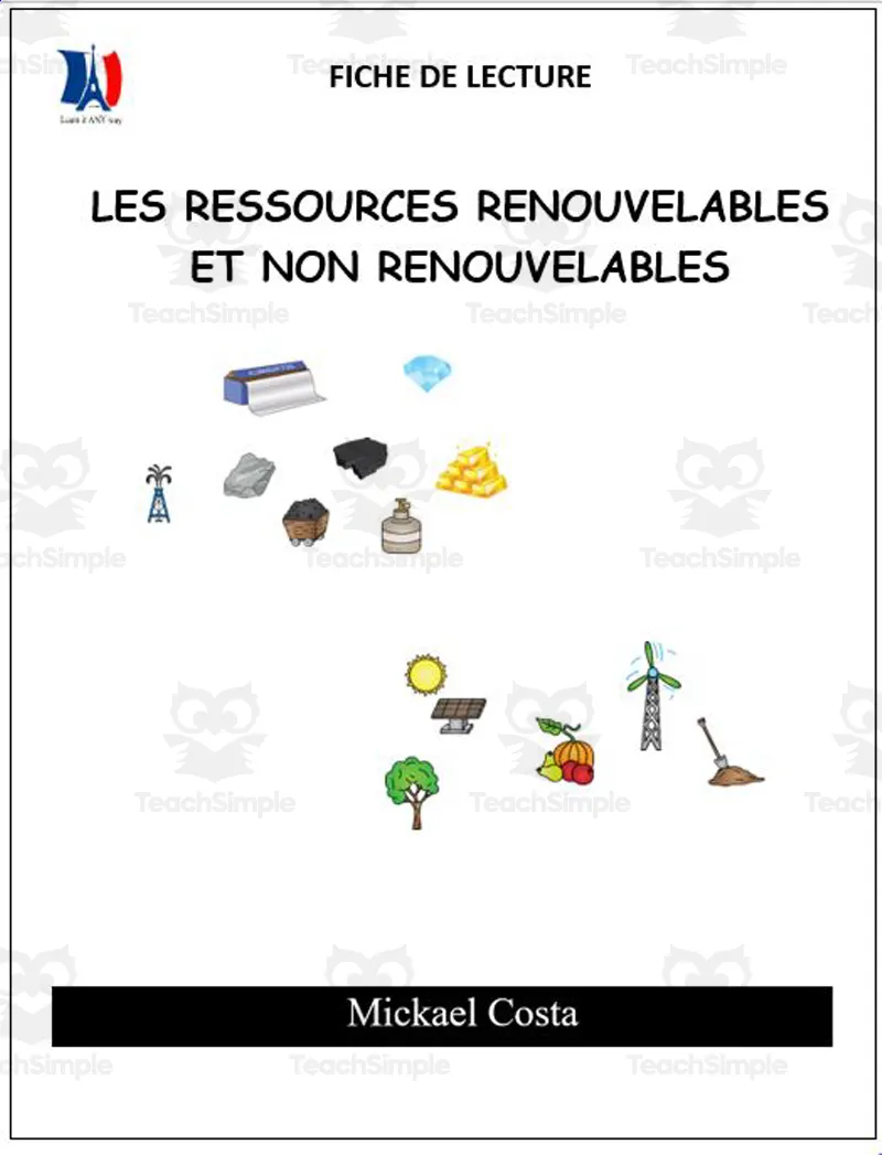 French: Reading comprehension worksheets: Les ressources renouvelables ...