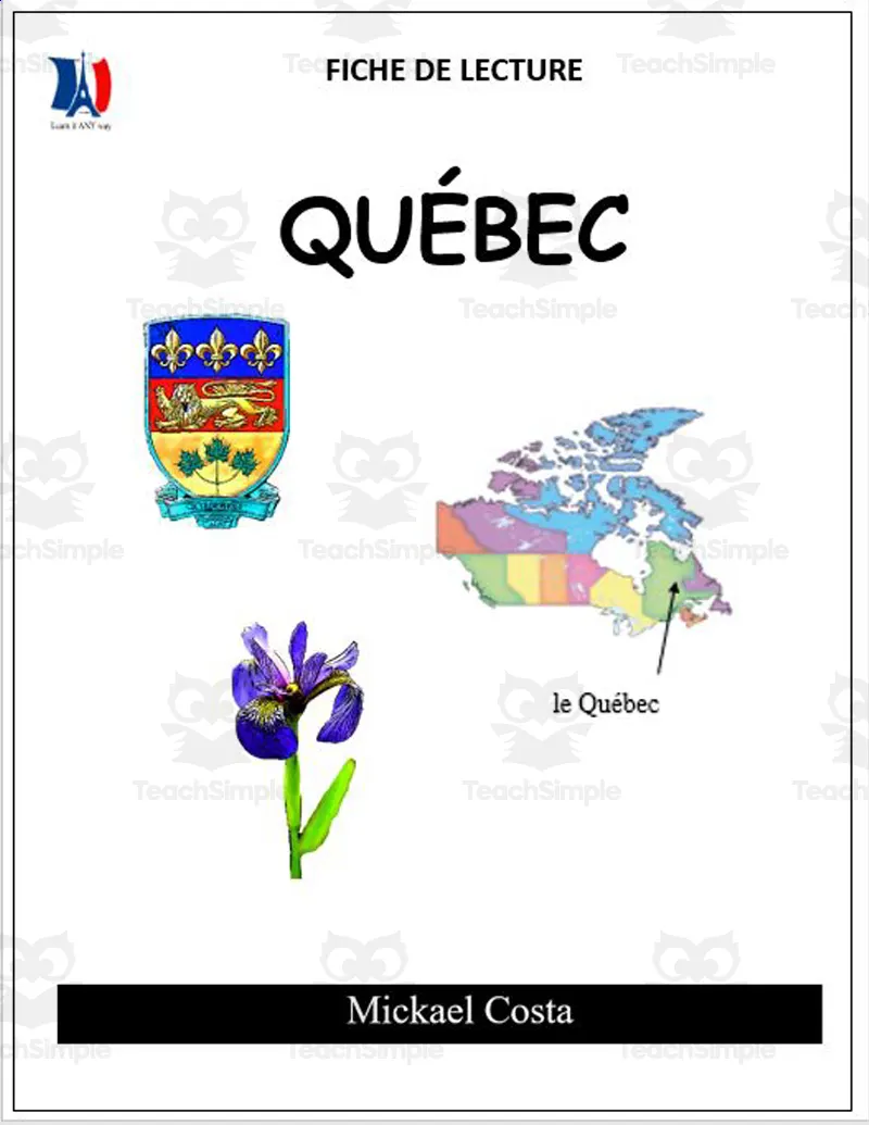 French: Reading comprehension worksheets: Québec by Teach Simple
