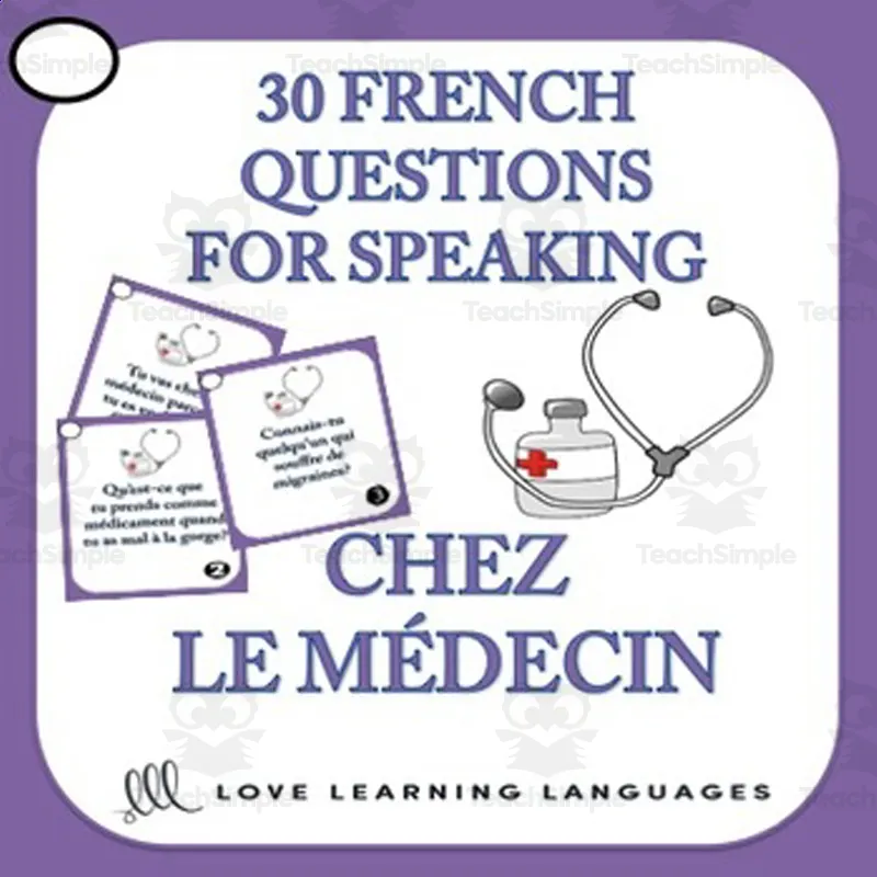 French: Speaking Card Game - Doctor and Hospital Vocabulary by Teach Simple