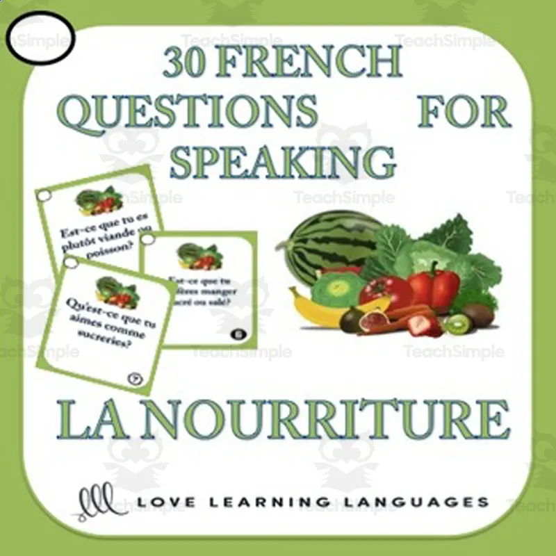 French: Speaking Card Game - Food Vocabulary by Teach Simple