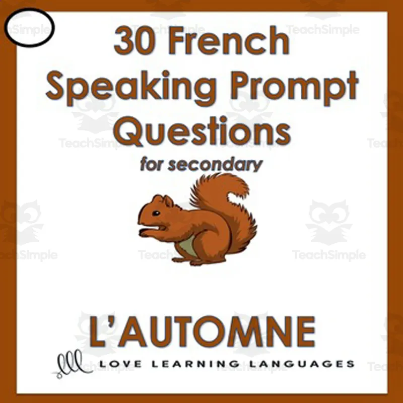 French: Speaking Prompt Questions - Fall Vocabulary by Teach Simple