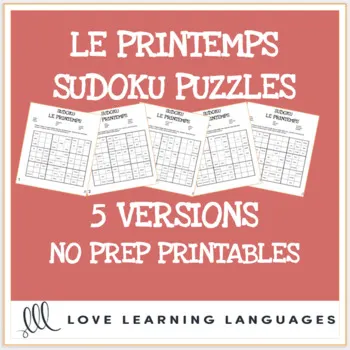 French spring vocabulary sudoku games - Le printemps by Teach Simple