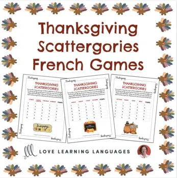 French Thanksgiving Scattergories Games - No prep printables by Teach ...