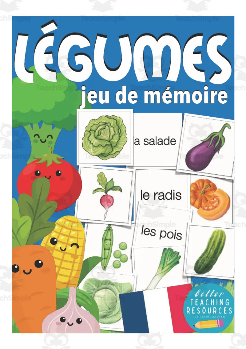 French: Vegetables Memory Game by Teach Simple
