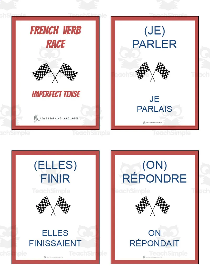 French: Verb Race - Imperfect Tense Task Cards by Teach Simple