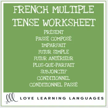 French Verbs - Multiple Tenses - Worksheet or Quiz by Teach Simple