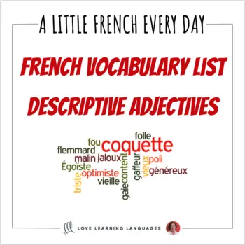 French Vocabulary List - Descriptive Adjectives by Teach Simple