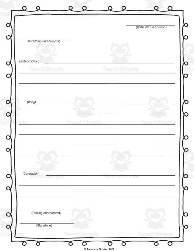 Friendly Letter Writing Template by Teach Simple