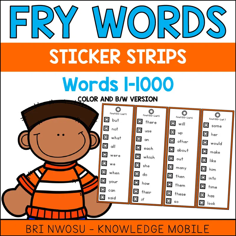 Fry Words Sticker Strips by Teach Simple
