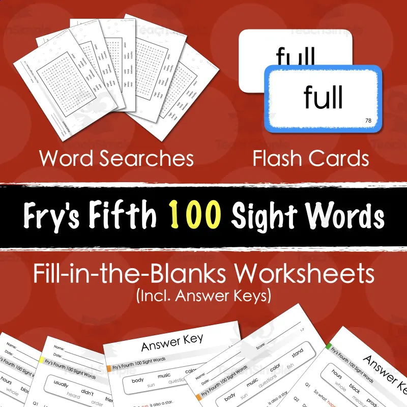 Fry's Fifth 100 Sight Words Fill-in-the-Blanks by Teach Simple