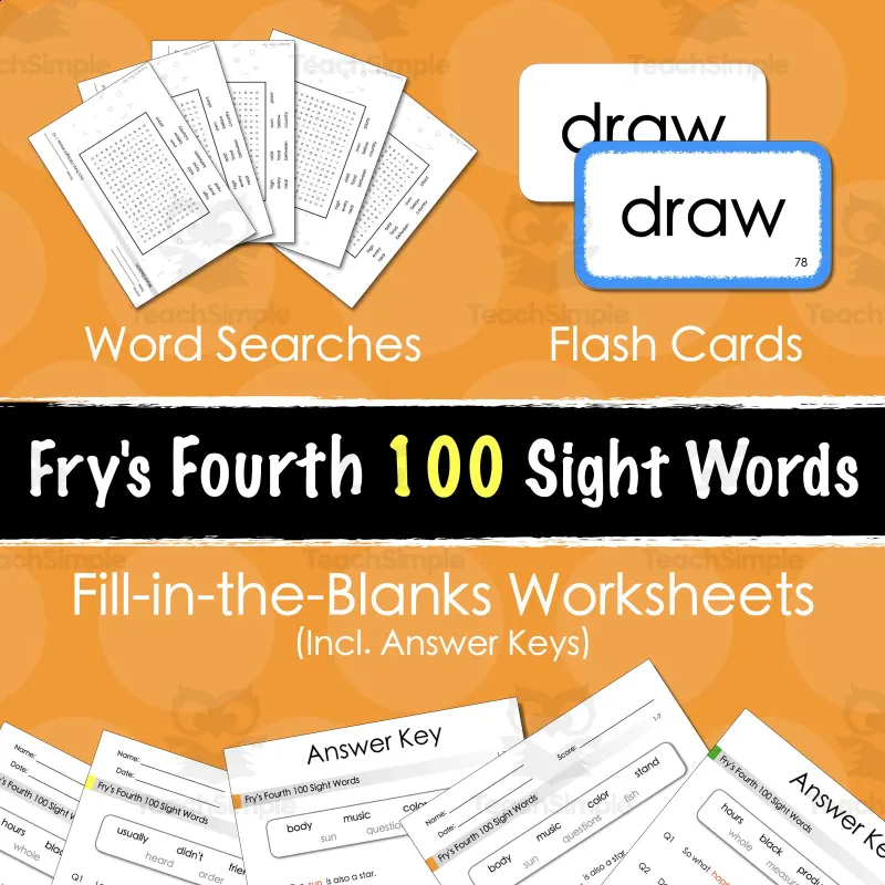 Fry's Fourth 100 Sight Words Fill-in-the-Blanks by Teach Simple