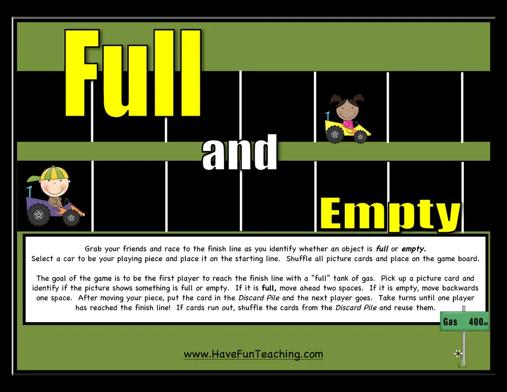 Full and Empty Opposites Activity by Teach Simple