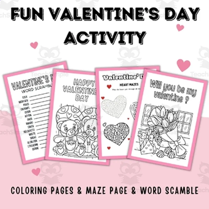 Fun Activity Book Valentine's Day, Valentine Party Activity, Fun Games ...
