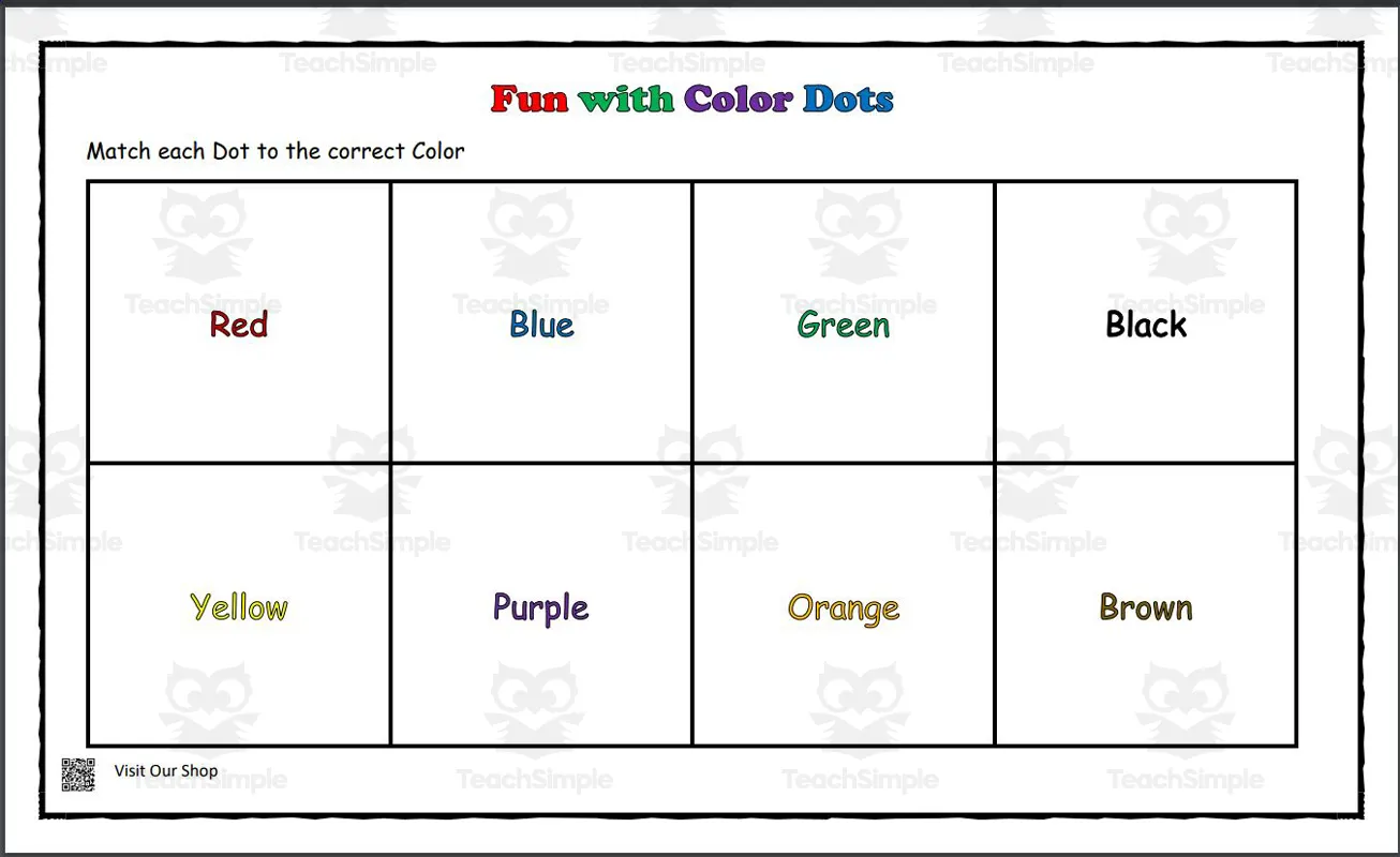 Fun With Color Dots Pre-K Early Learners Activity by Teach Simple