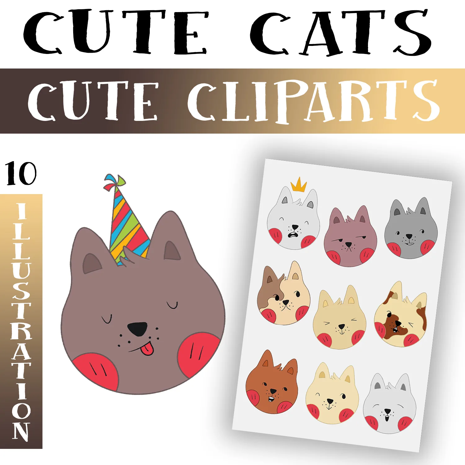 Funny cats clipart - Cute cat clipart Kawaii - Clipart Commercial Use ...