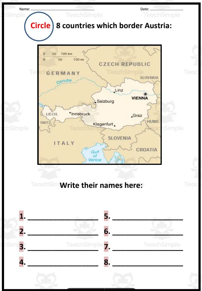 Geography: Countries Bordering Austria by Teach Simple