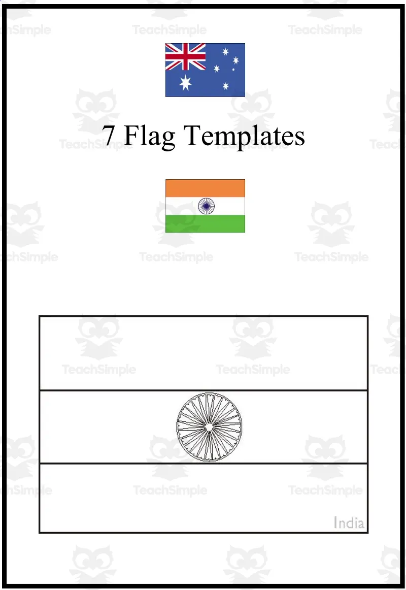 Geography: Flag Templates of 7 Countries by Teach Simple