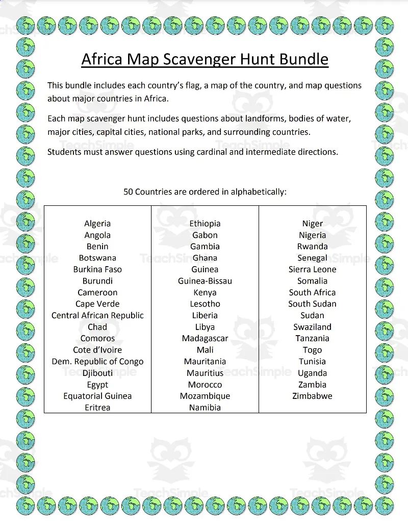 Geography Scavanger Hunt: Africa by Teach Simple