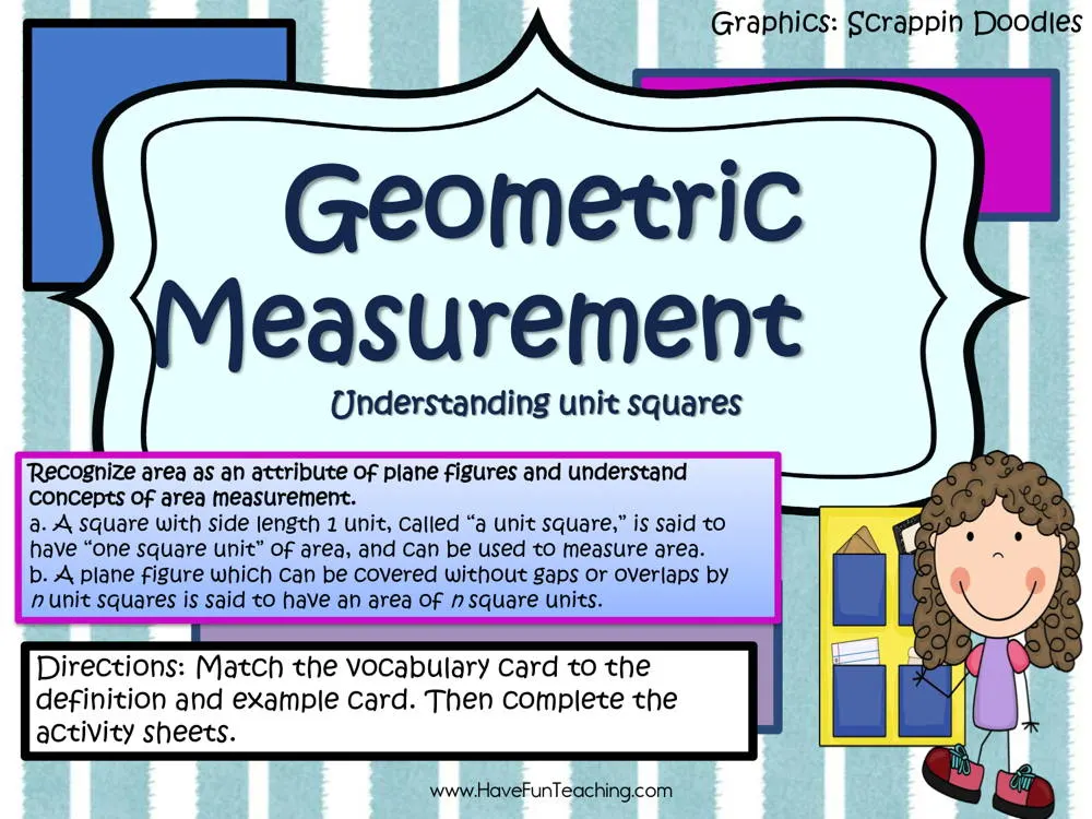 Geometric Measurement Understanding Unit Squares Activity by Teach Simple