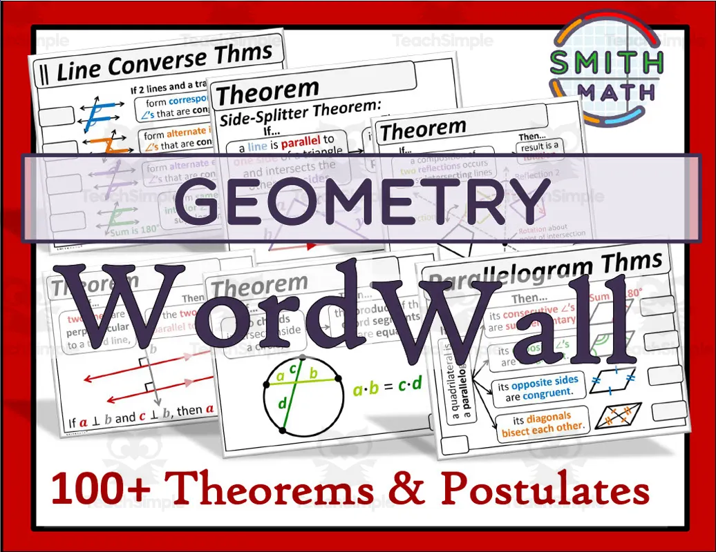 Geometry Theorems and Postulates Word Wall by Teach Simple