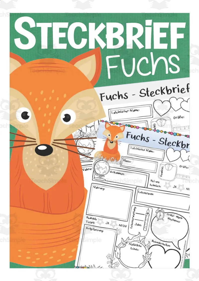 German: Animal Characteristics Worksheet - Fox Printable by Teach Simple