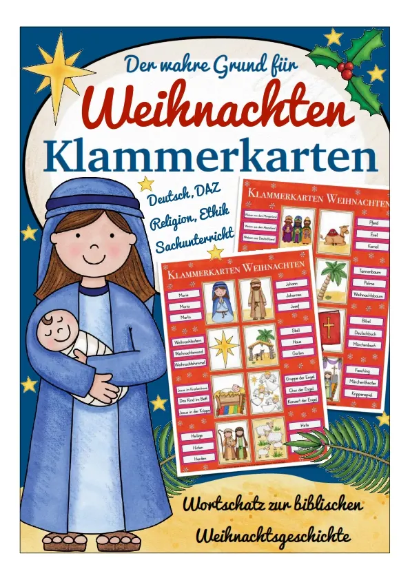 German Clip Cards: Christmas / Bethlehem Vocabulary by Teach Simple
