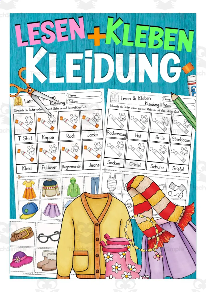 German Cut & Glue Activity: Clothing by Teach Simple