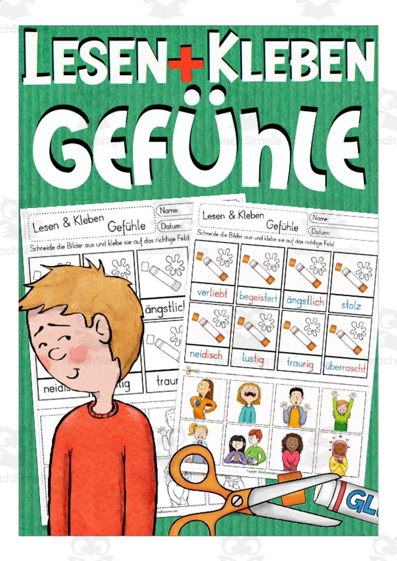 German Cut & Glue Activity: Feelings by Teach Simple
