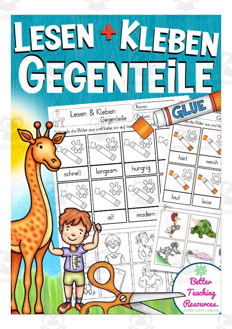 German Cut & Glue Activity: Opposites by Teach Simple