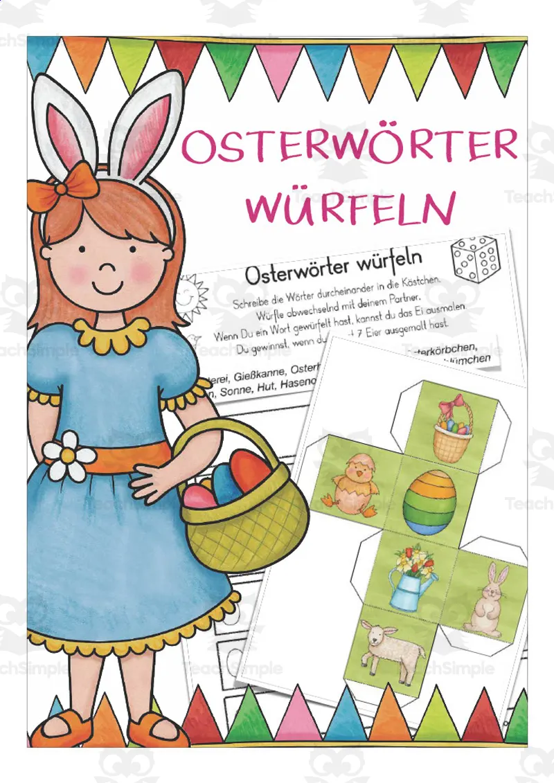 German: Easter Words Roll the Dice Game by Teach Simple