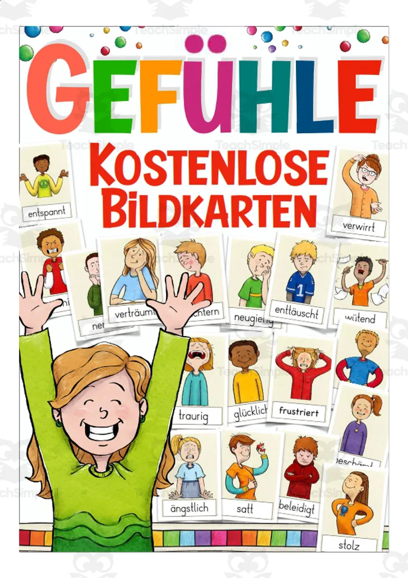 German Flash Cards: Feelings & Emotions by Teach Simple