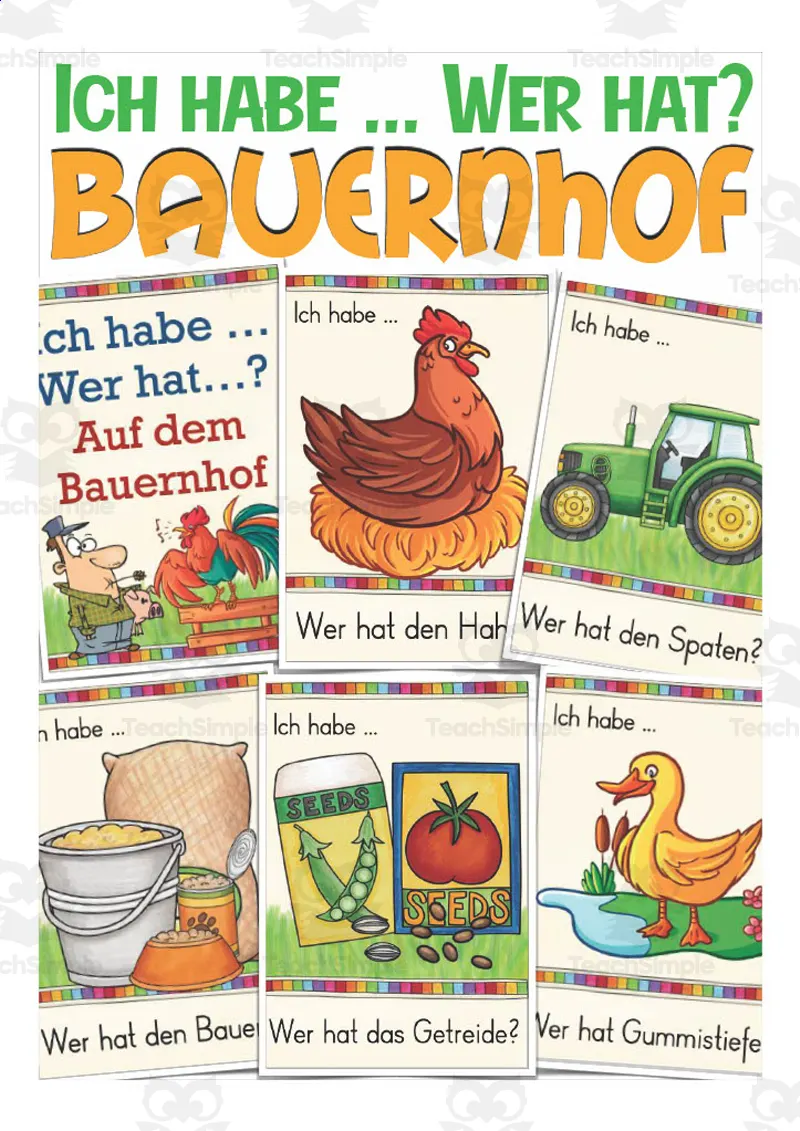 German: I have... Who has? - Farm Yard by Teach Simple